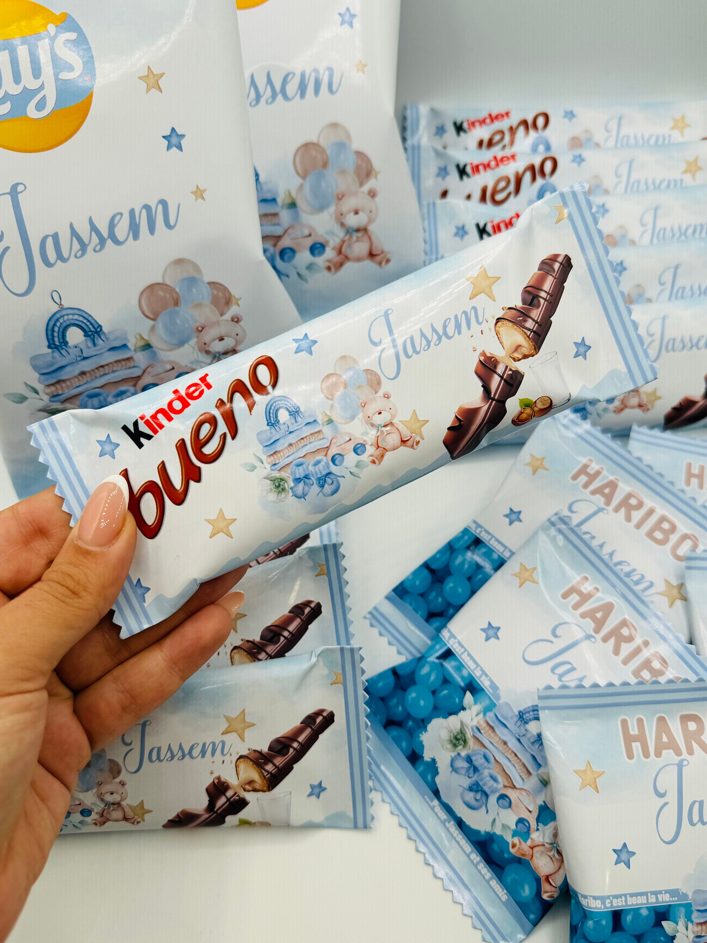 Kit anniversaire personnalisée THEME NOUNOURS BLEU étiquette prête a ...