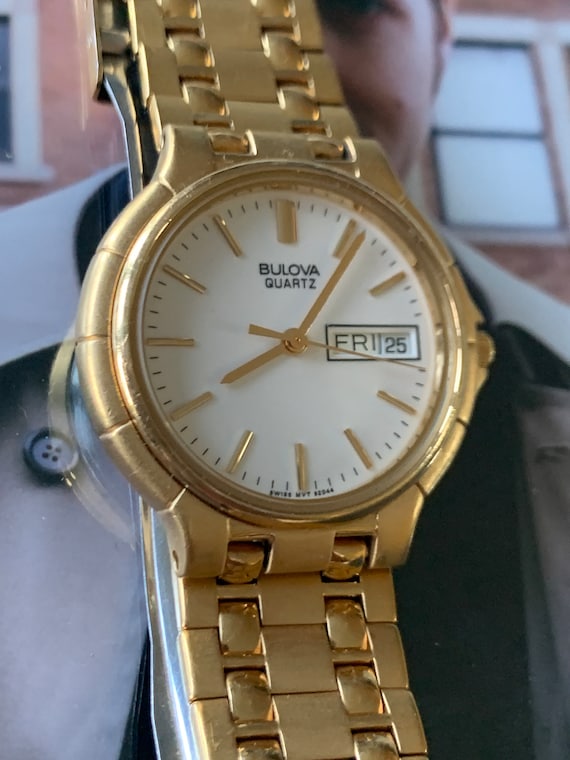 1988 Bolova Quartz Watch Gold Tone Finish, White Dial… - Gem
