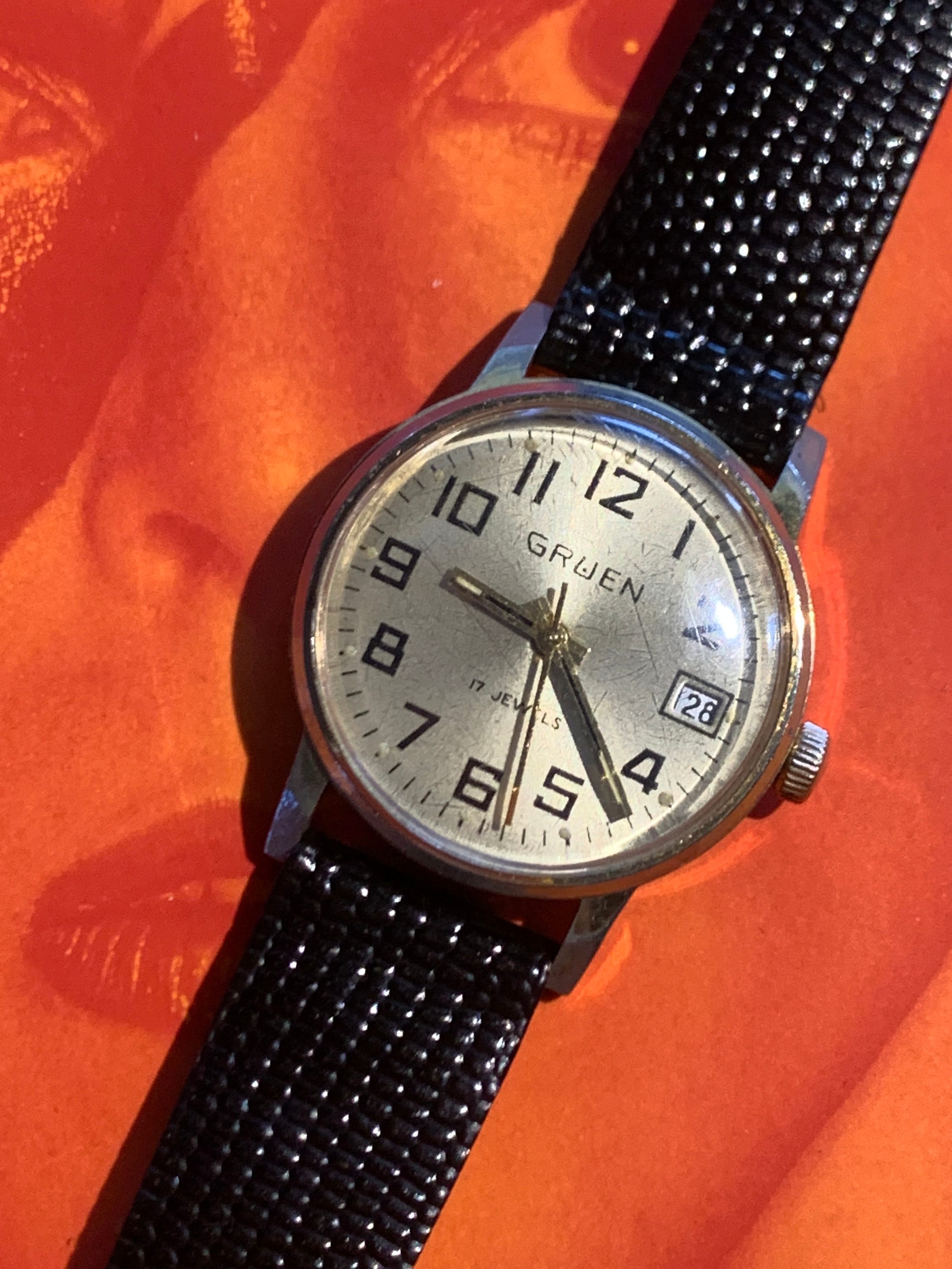 70s Vintage Gruen Winder Watch - 17 Jewels, Gold Tone, Golden Dial ...