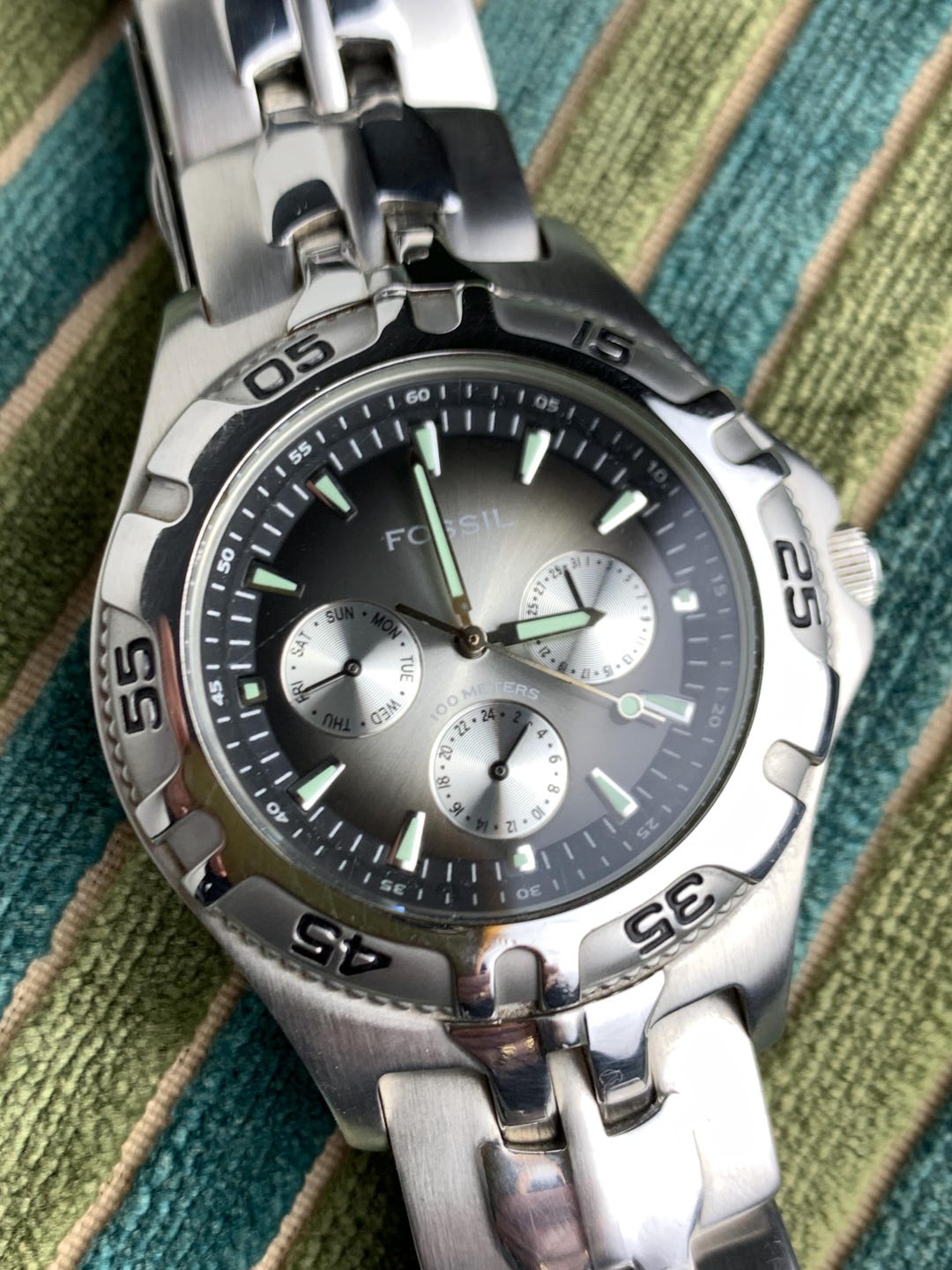 Outstanding Fossil Blue Watch - Diver/chrono Look, Grey Radiant Dial, Silver, Very Good ...