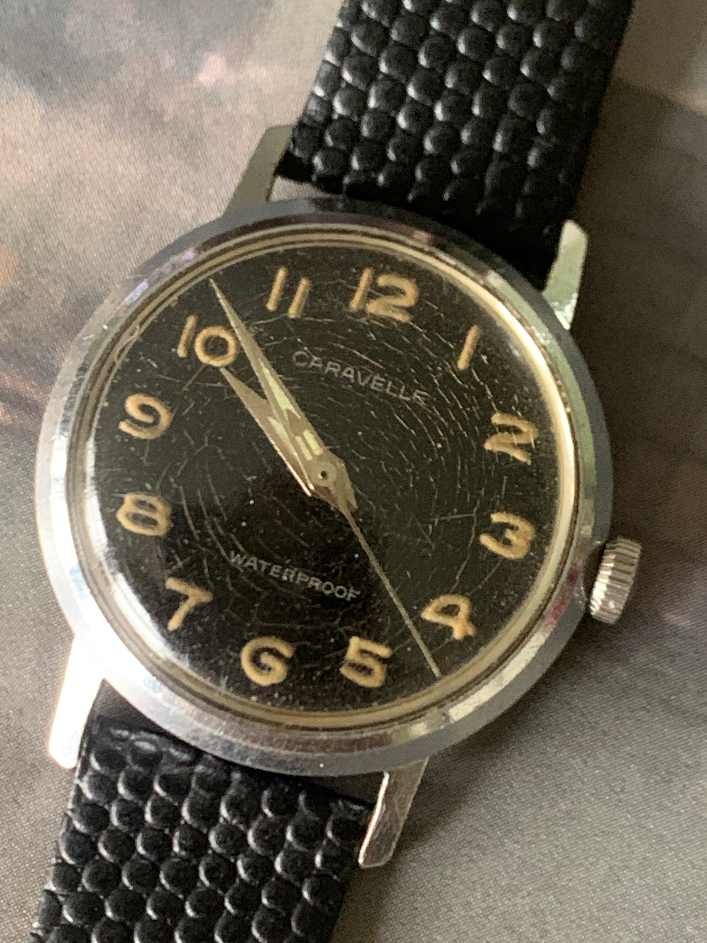 1966 Caravelle by Bulova Military Style Dial Winder Crazed Crystal ...