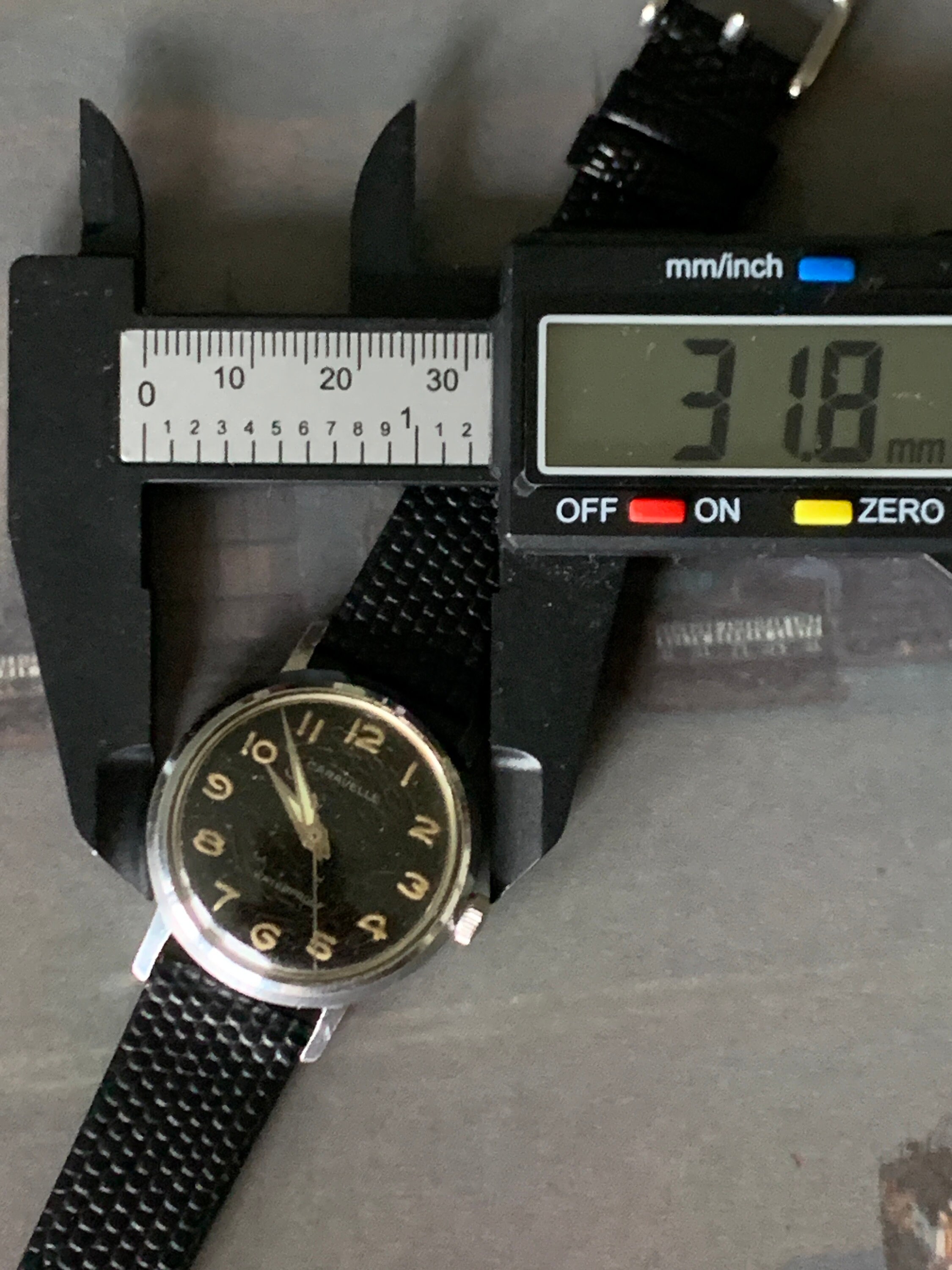 1966 Caravelle by Bulova Military Style Dial Winder Crazed Crystal ...