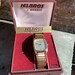 1990s Helbros Quartz Tank Watch Gold Tone Finish, Gold Dial, in Box ...