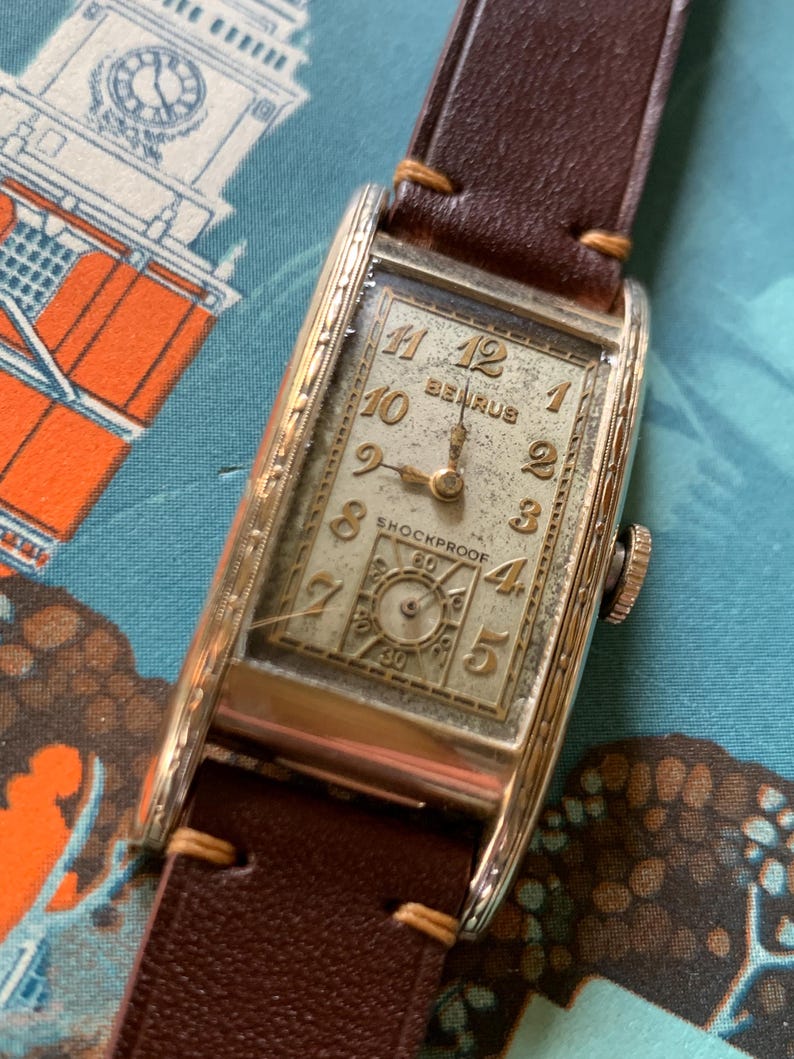 1940s Benrus Tank Watch 10K Gold Filled Curvex Elongated Tank Watch ...