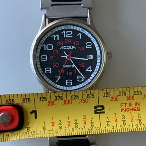 Military Style Vintage Timex Acqua Watch With 24 Hour Black Dial, White ...