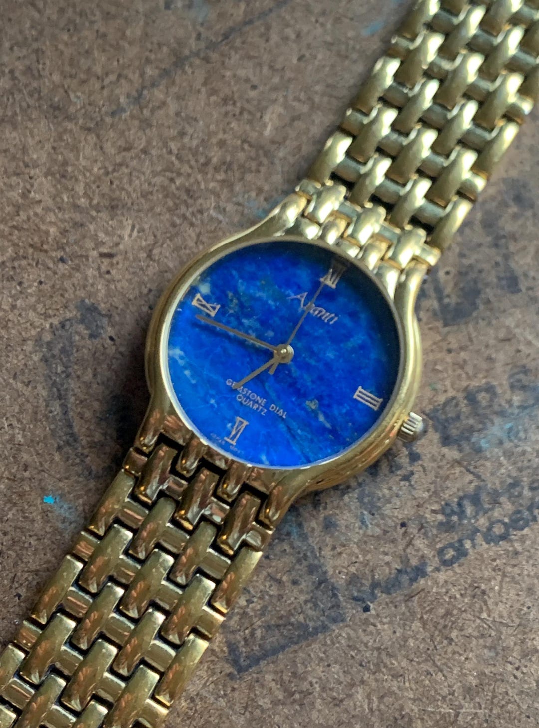 Blue Gemstone Dial Avanti Quartz Watch. Cool Stone Dial With Roman ...