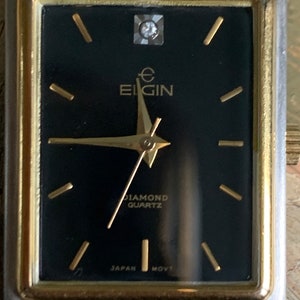 Fancy Elgin Tank Watch 1980s Elgin Two Tone Diamond Quarts Metal Tank ...