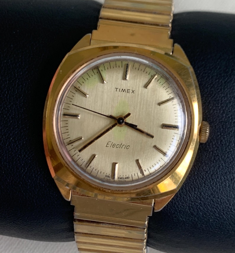 1979 England Dial Timex Electric Watch, Square-ish Goldtone Case W ...
