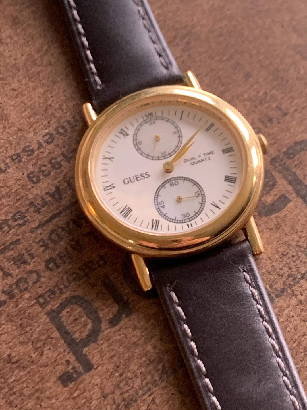 Guess Chrono-style Watch Excellent 1990s With Inset Pearl Sub Dials for ...