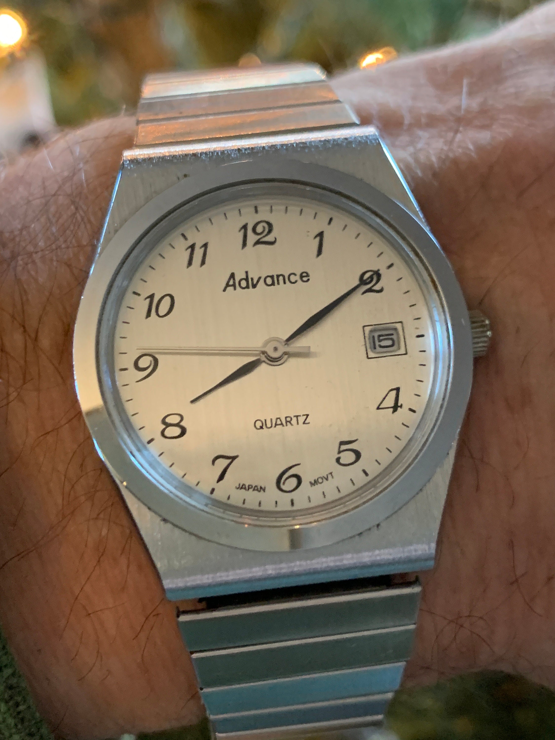 1990s Advance Analog Watch Classic Silvertone Vintage Style. Black ...