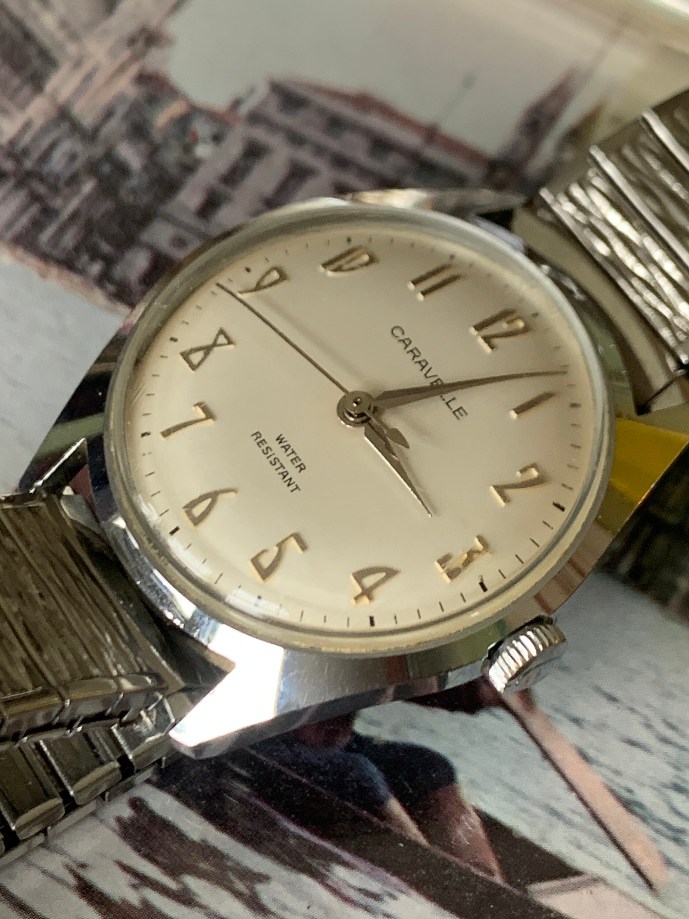 Mid-century Caravelle Skiff by Bulova Modern 1969 Winder Chrome Plated ...
