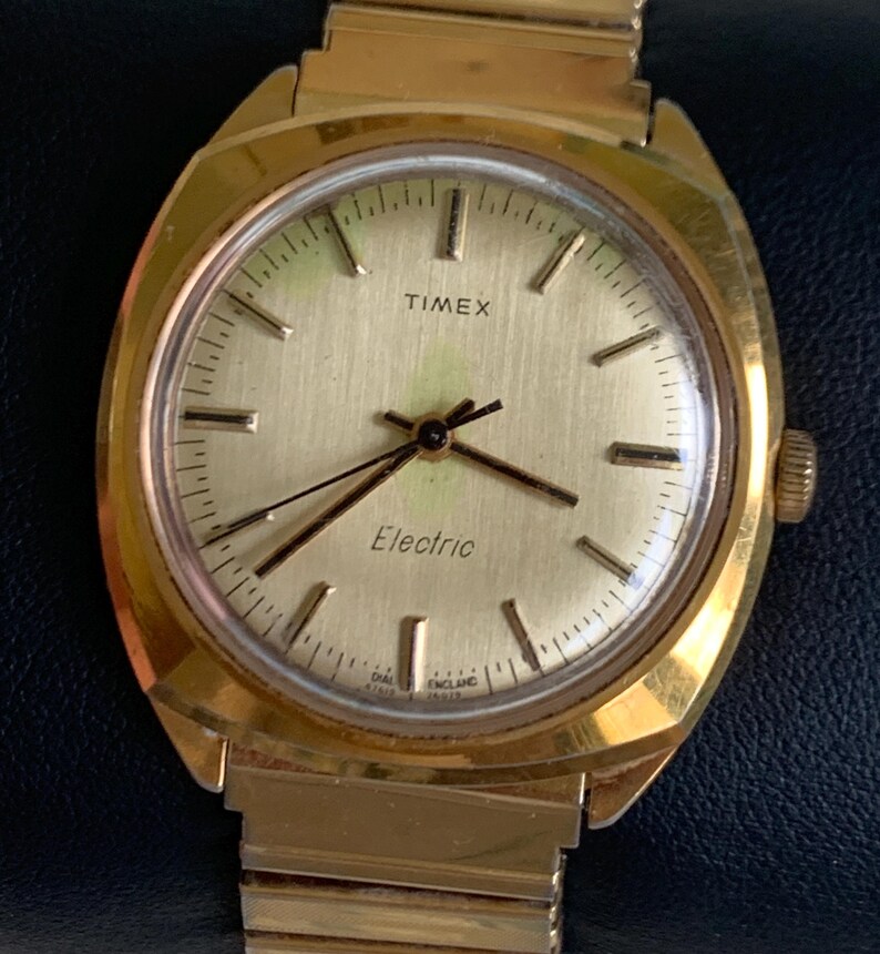 1979 England Dial Timex Electric Watch, Square-ish Goldtone Case W ...