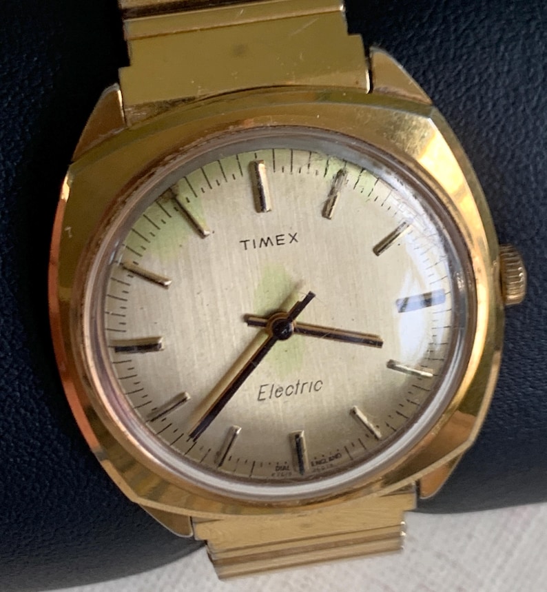 1979 England Dial Timex Electric Watch, Square-ish Goldtone Case W ...