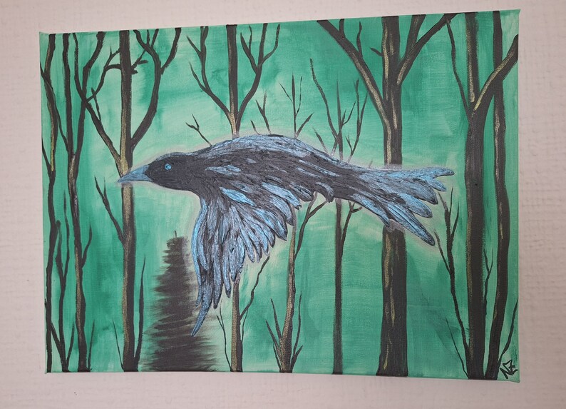 Acrylic Painting flight of the Raven / Acrylic Painting flight of the ...