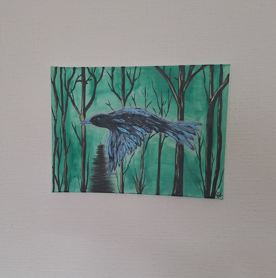 Acrylic Painting flight of the Raven / Acrylic Painting flight of the ...