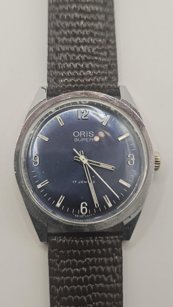 Beautiful Restored Mens Oris Super 1970s. Blue Dial a… - Gem