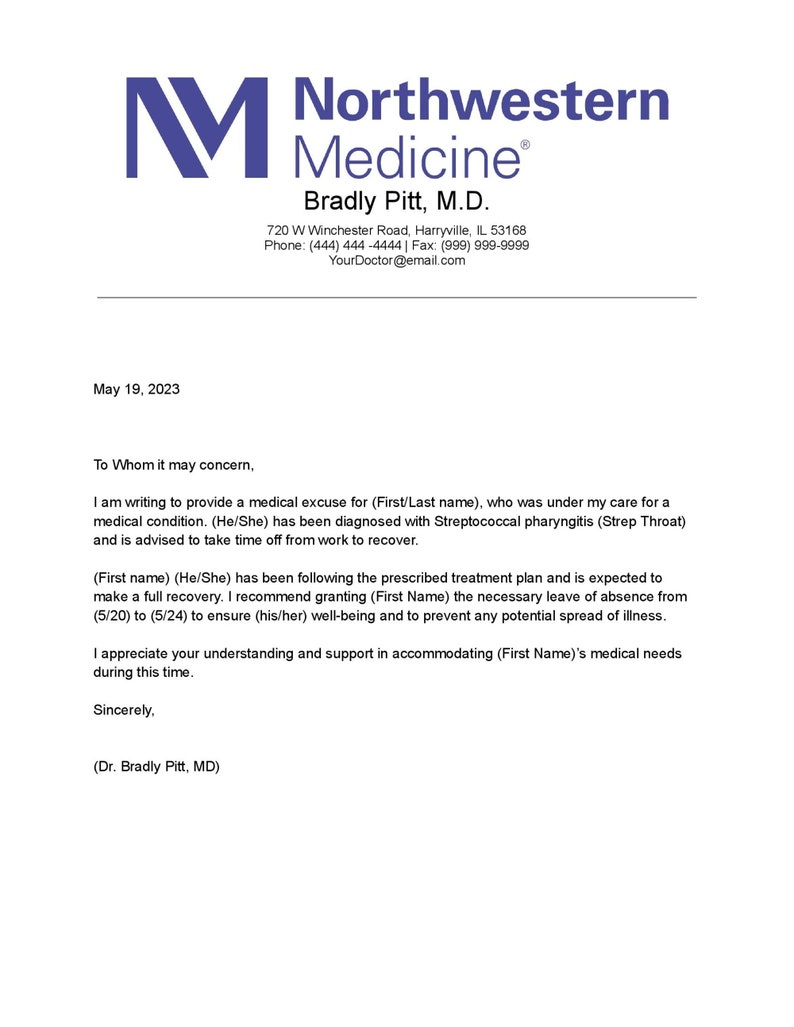 Editable + Printable Doctors Excuse/absence Letter - Etsy