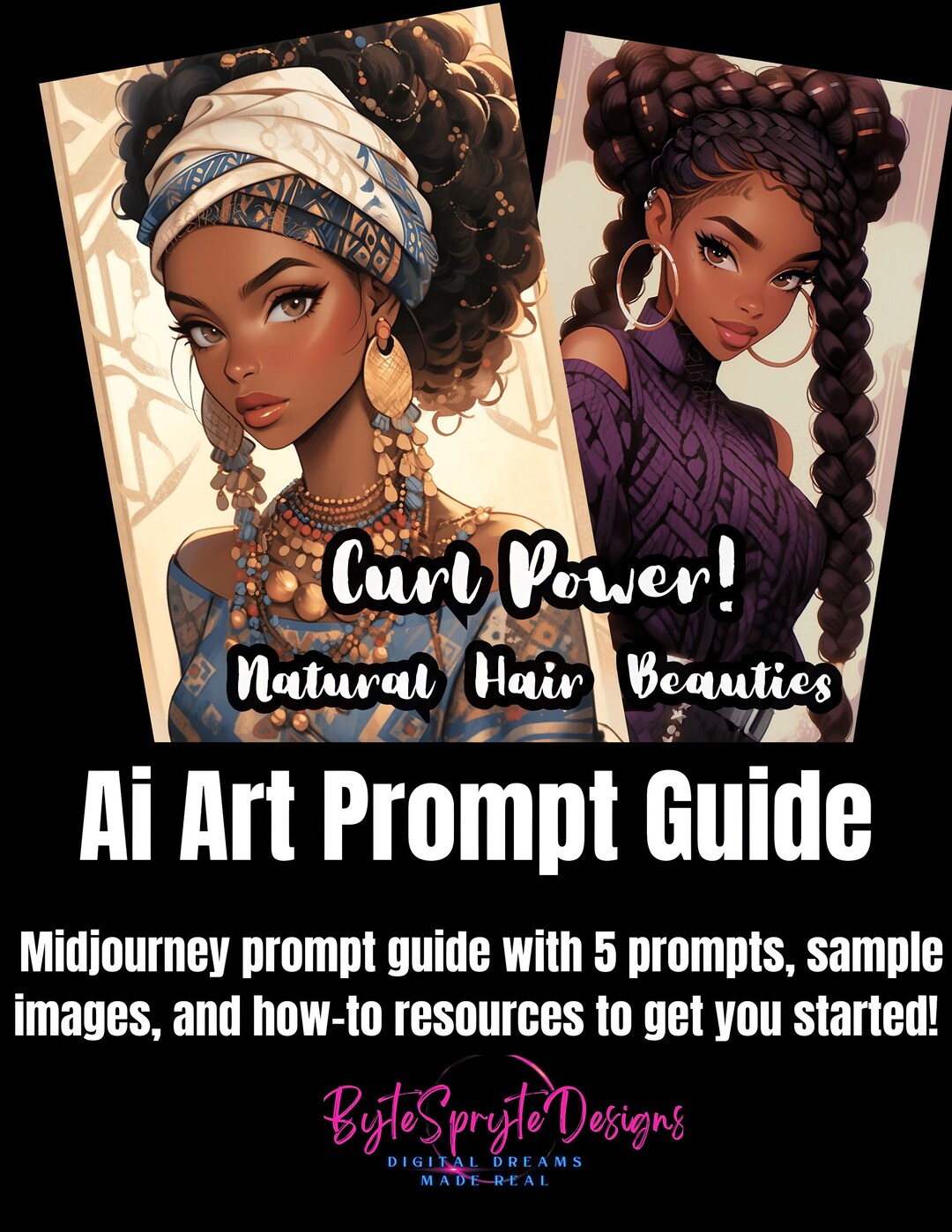 Curl Power! Natural Hair Beauties: Ai Art Prompt Guide | Black Women ...