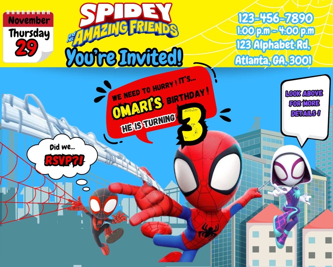 Spidey Editable Invitations & Welcome Signs - Etsy