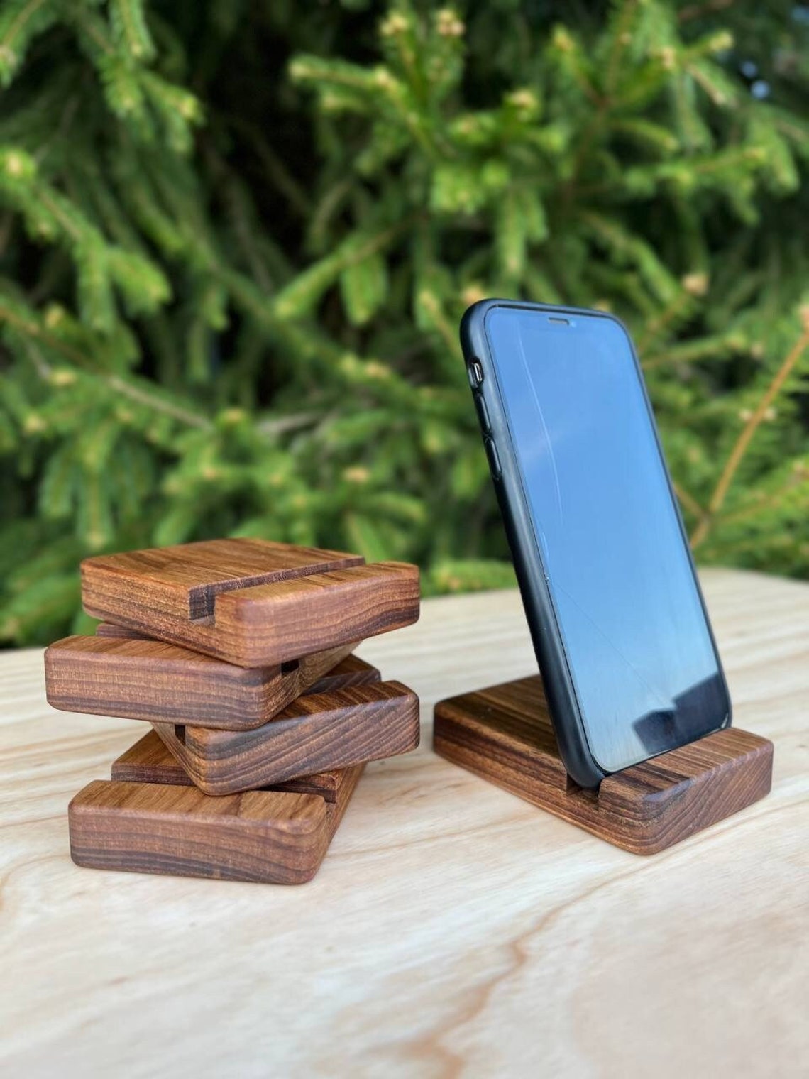Walnut Phone Stand, Wooden Phone Holder - Etsy
