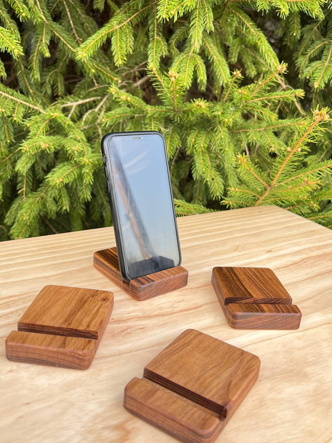 Walnut Phone Stand, Wooden Phone Holder - Etsy