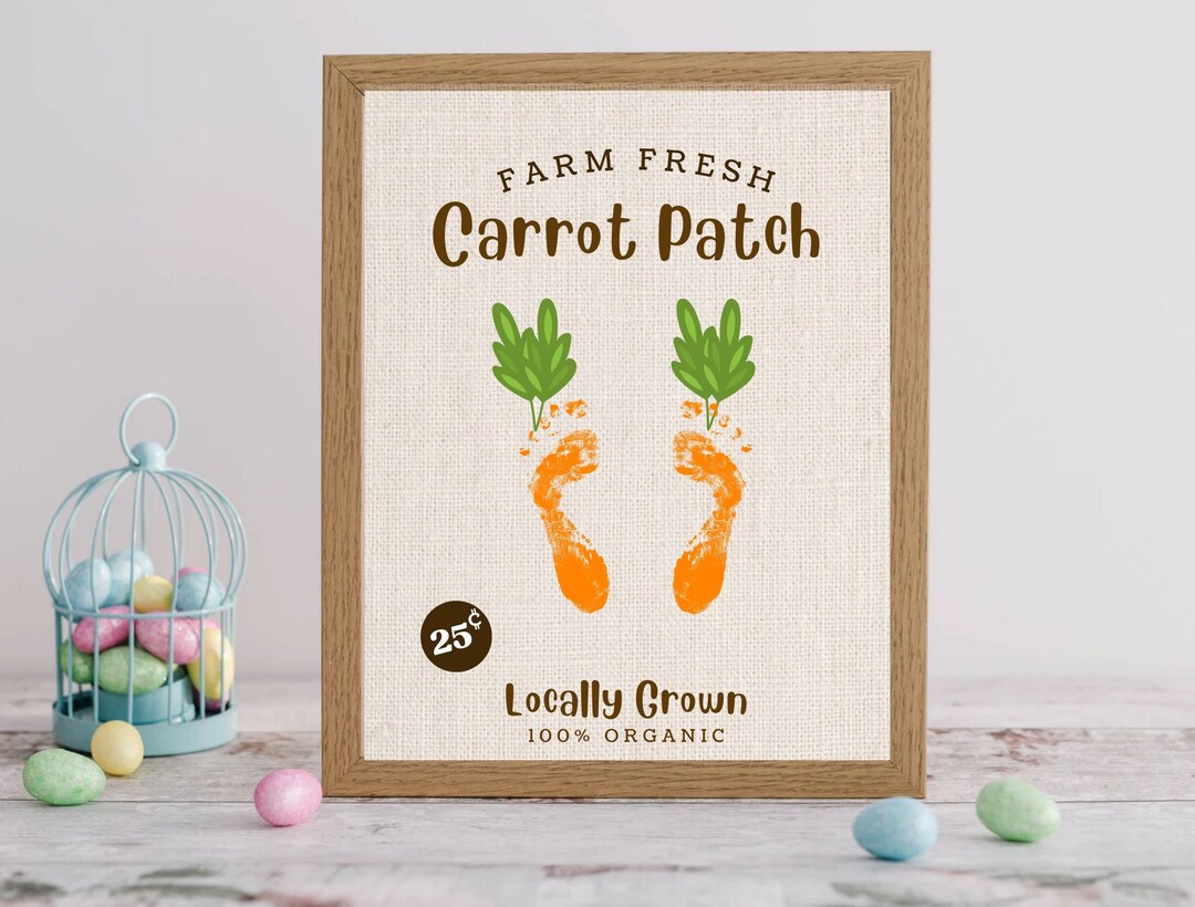 Farm Sign Carrot Patch Easter, Footprint Feet Art Craft Kids Baby ...