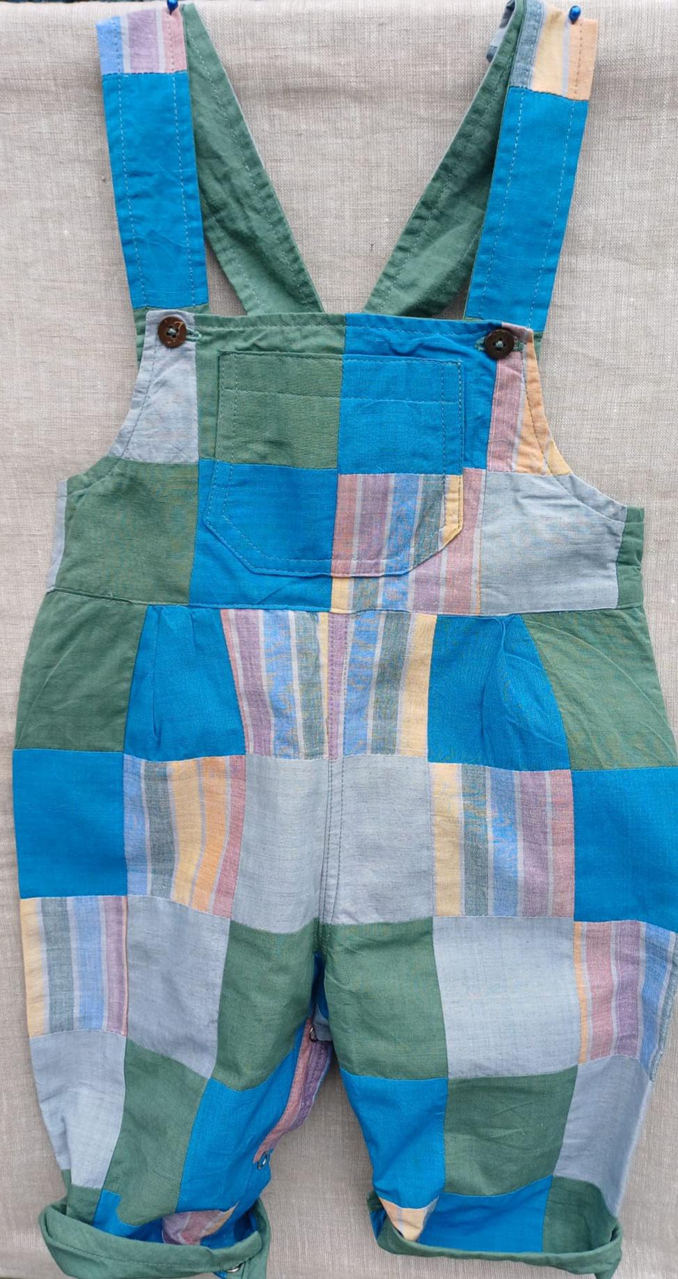 Blue & Green Patchwork Baby Dungarees - Etsy UK