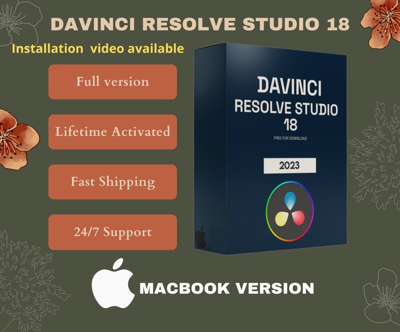 Davinci Resolve Studio 18.6 for MacBook , Full Version, Lifetime Activation, the Best VFX Tool ...