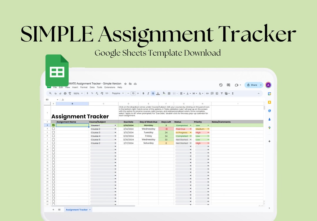SIMPLE Assignment Tracker | Ultimate Assignment Tracker | Academic ...