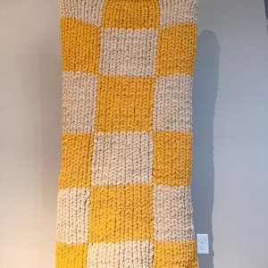 Handmade Checkered Chunky Knit Blanket: Cozy Chenille Throw - Etsy