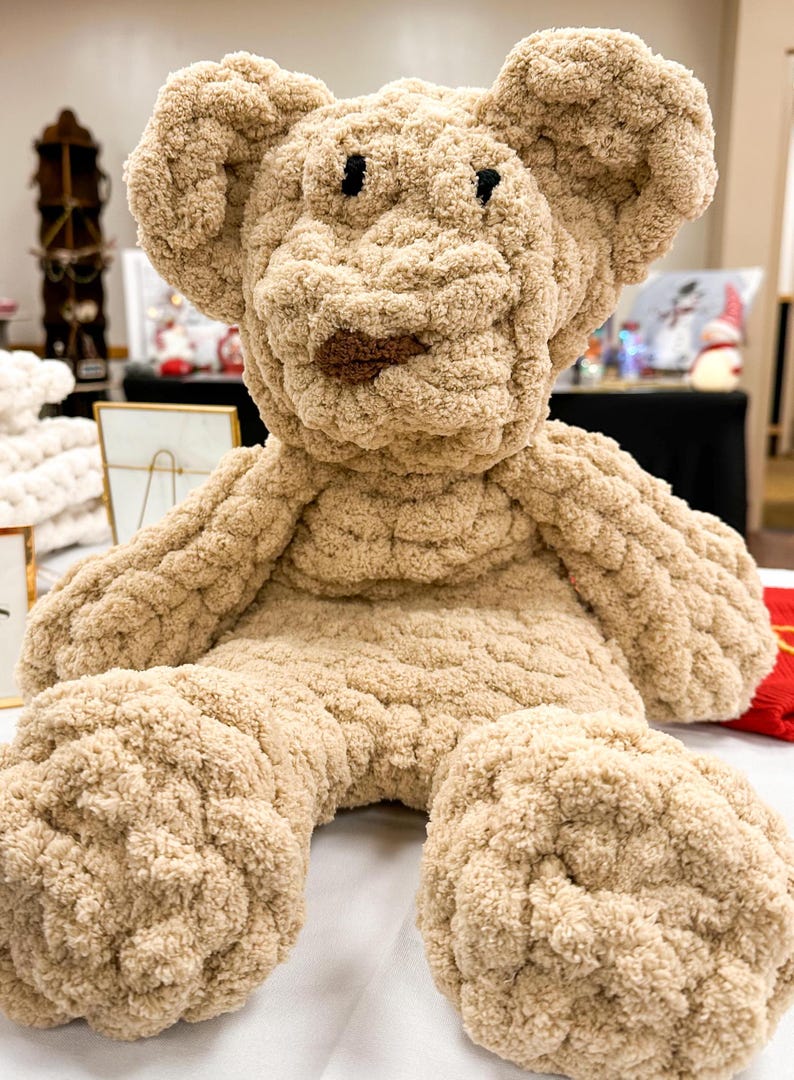 Teddy Bear Snuggler | Chunky Knit Handmade | Soft Stuffed Animal | Bear Plushie | Gift for Kids ...