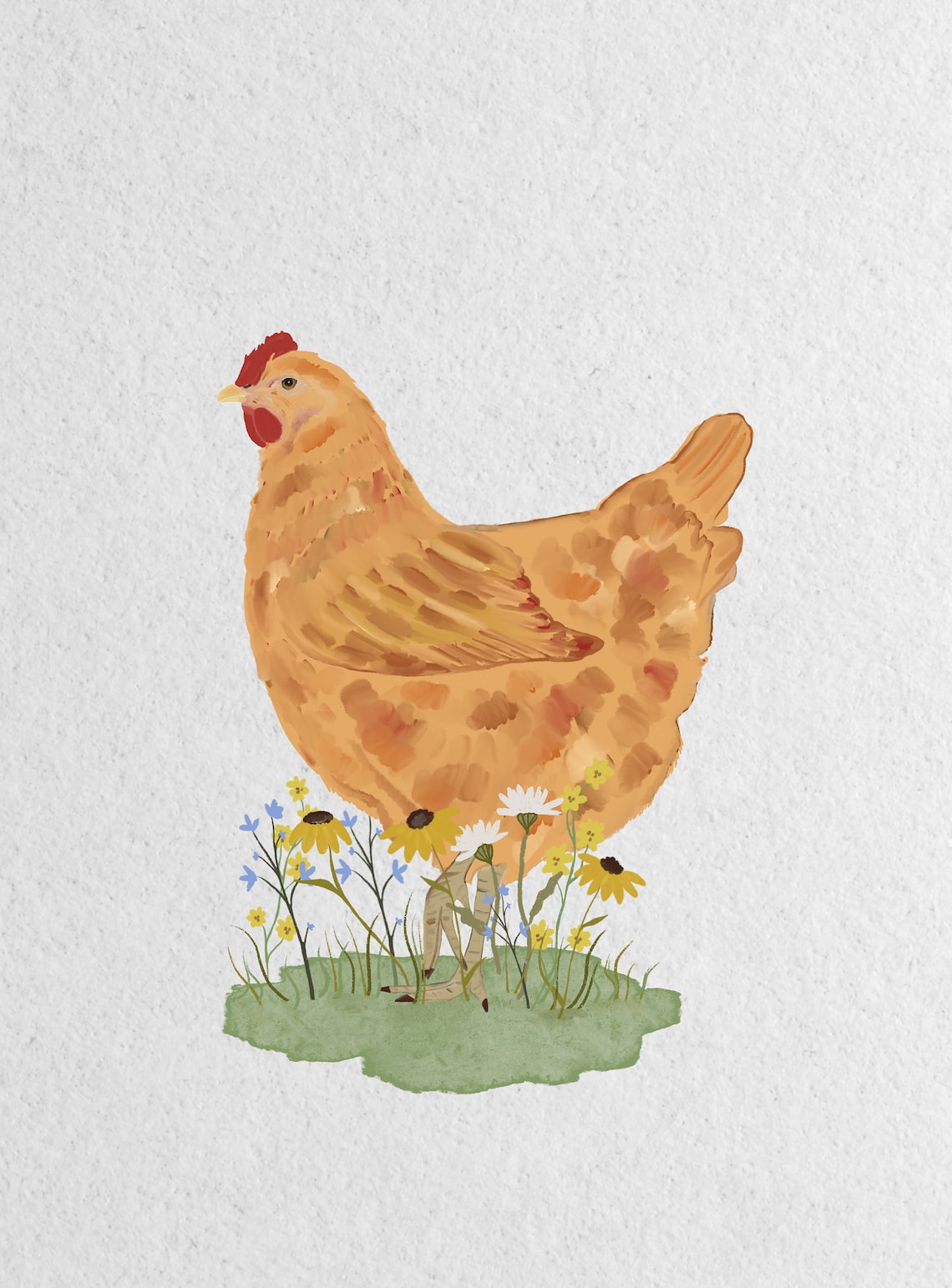 Hand-painted Chicken Art Print - Cozy Cottage Style Farmhouse Decor - Etsy