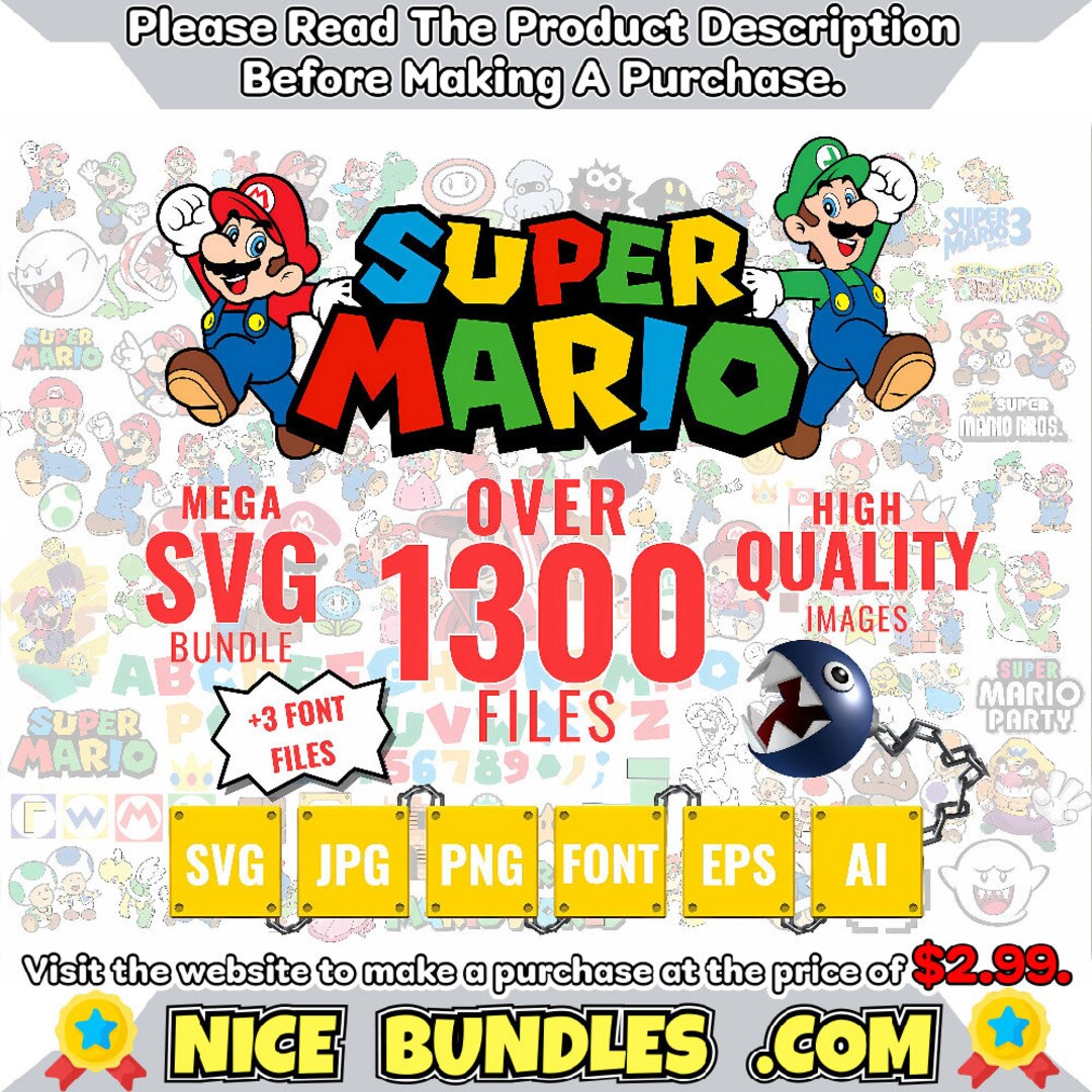 Super Mario SVG Bundle for Cricut and Sublimation, Mario Cut Files ...