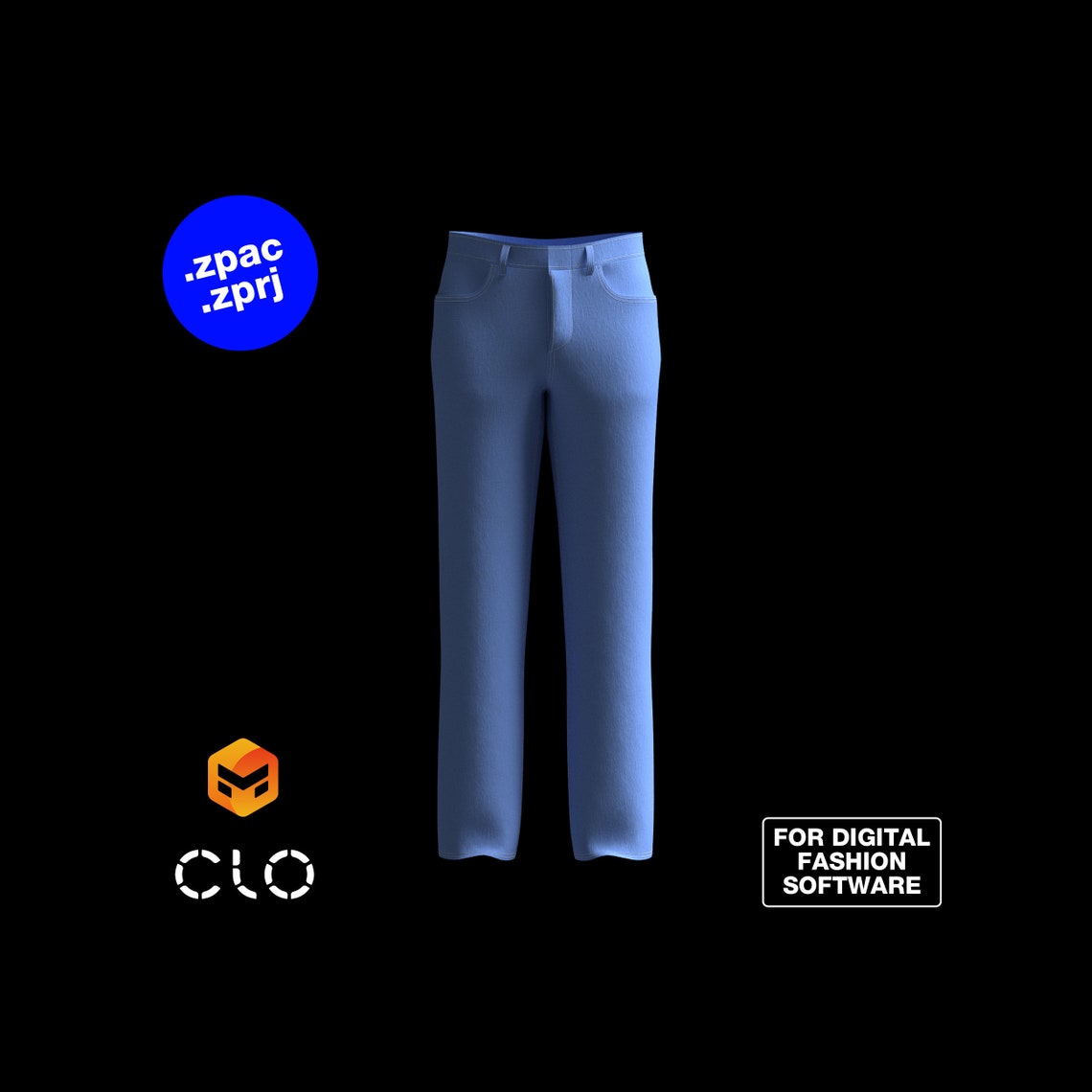 Mens Jeans 3D Garment for CLO3D Marvelous Designer ZPAC ZPRJ File ...