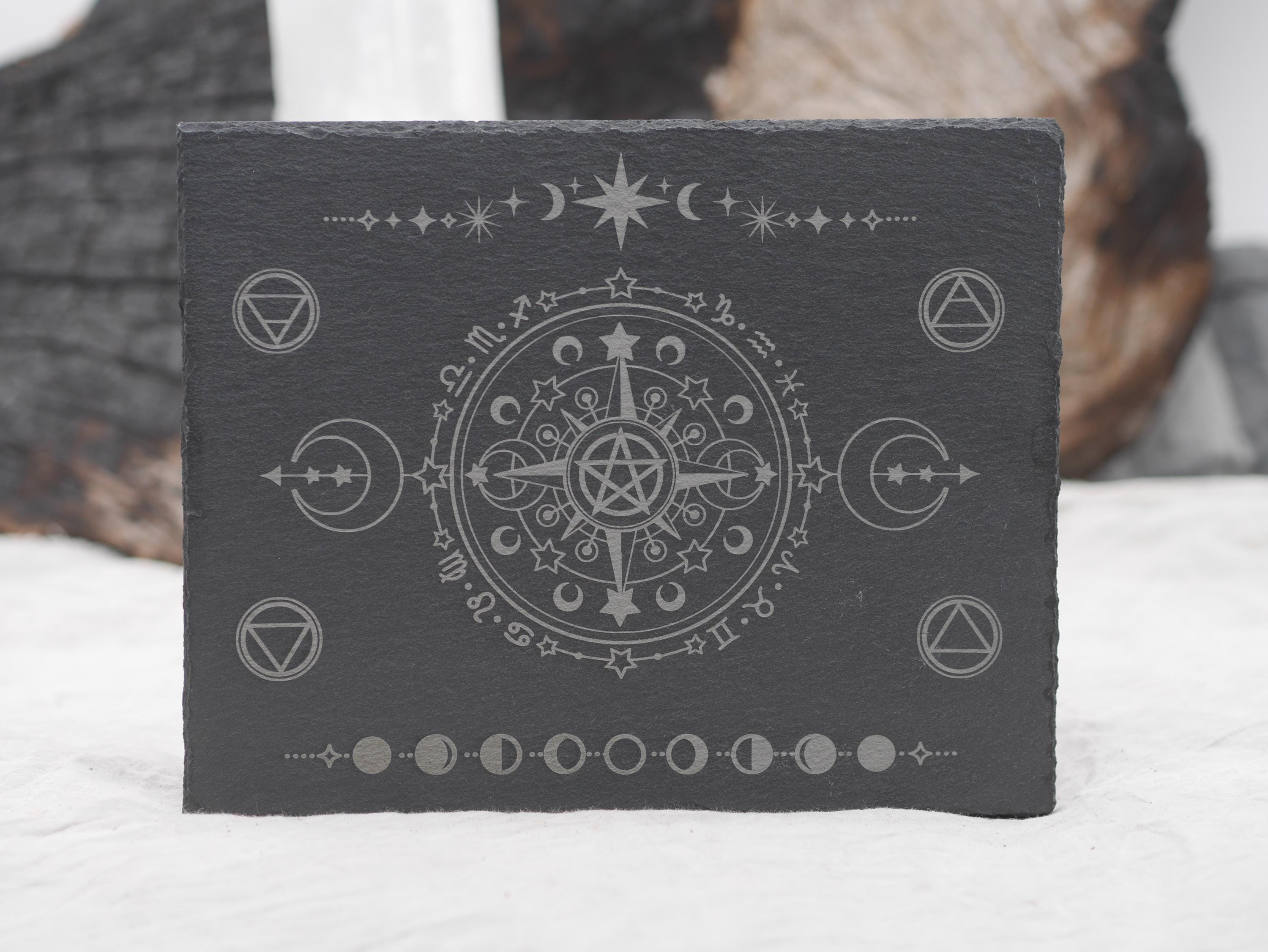 Engraved Slate Altar Tray: Sacred Symbols, Alchemy, Astrology - Etsy