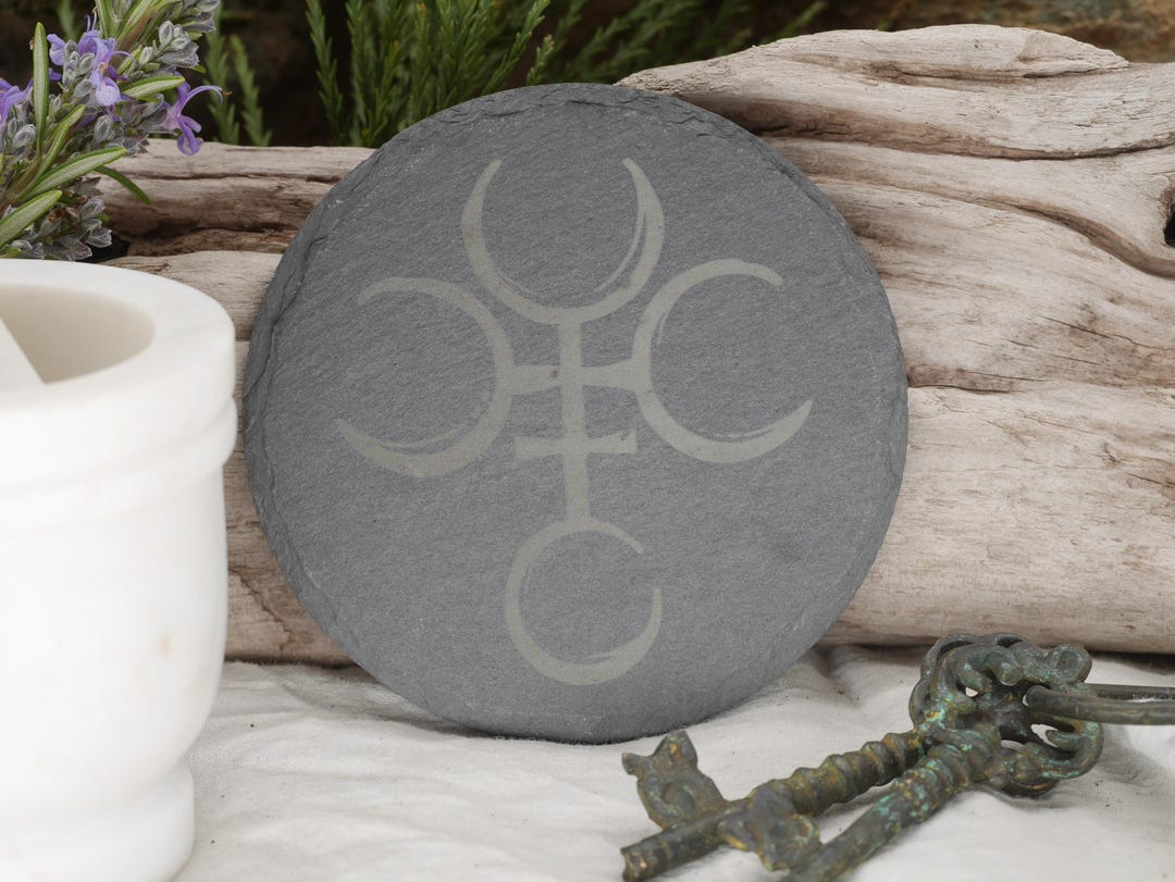 Hecate (hekate) Symbol / Sigil Natural Slate Mini Altar Tray / Coaster ...