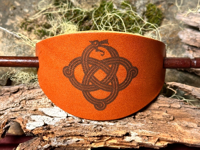 Ouroboros Dragon Knot Leather Hair Barrette With Stick. Pagan, Celtic ...