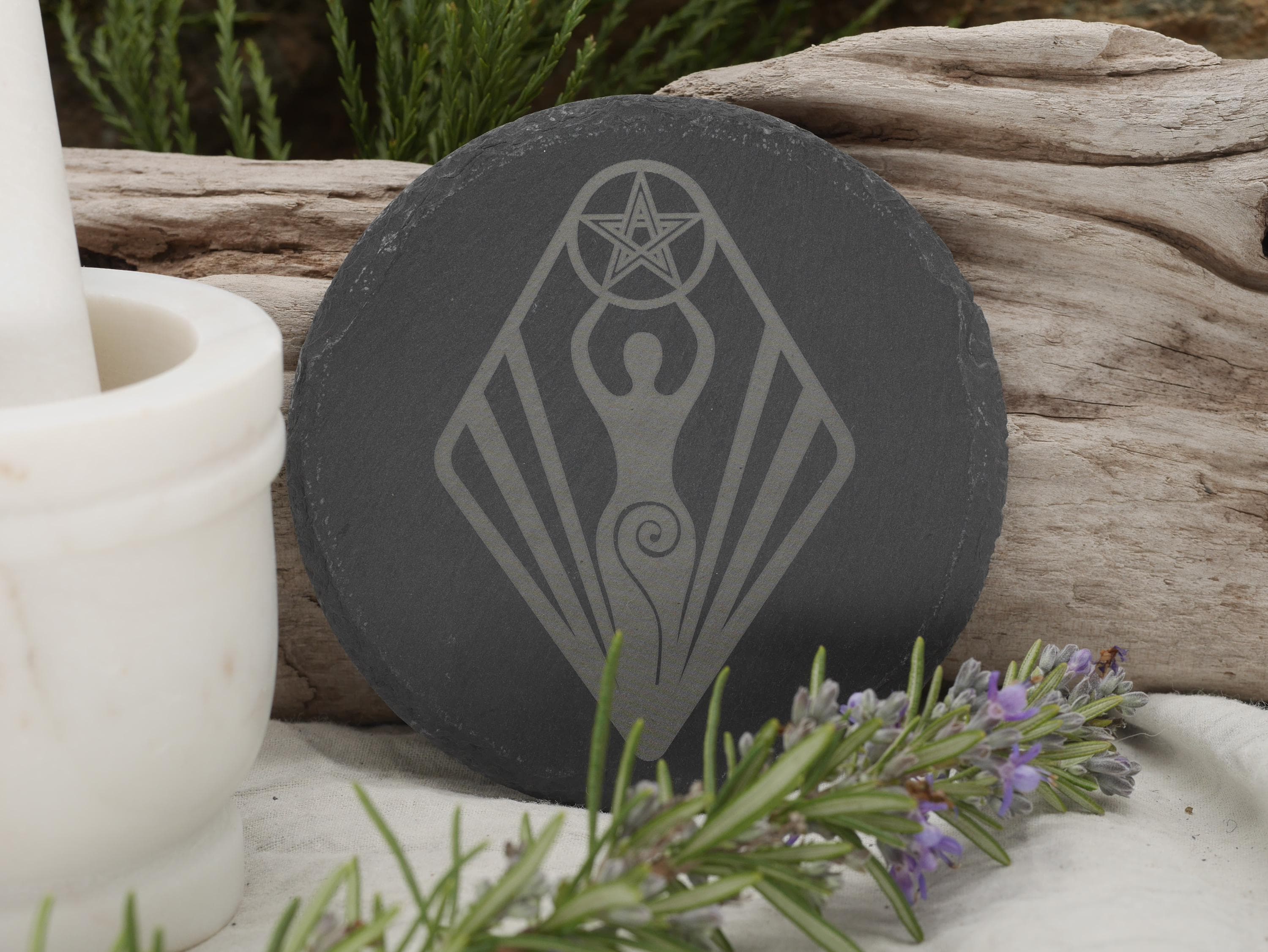 Goddess Pentacle Slate Altar Tray: Engraved Offering Plate, 4 Inch - Etsy