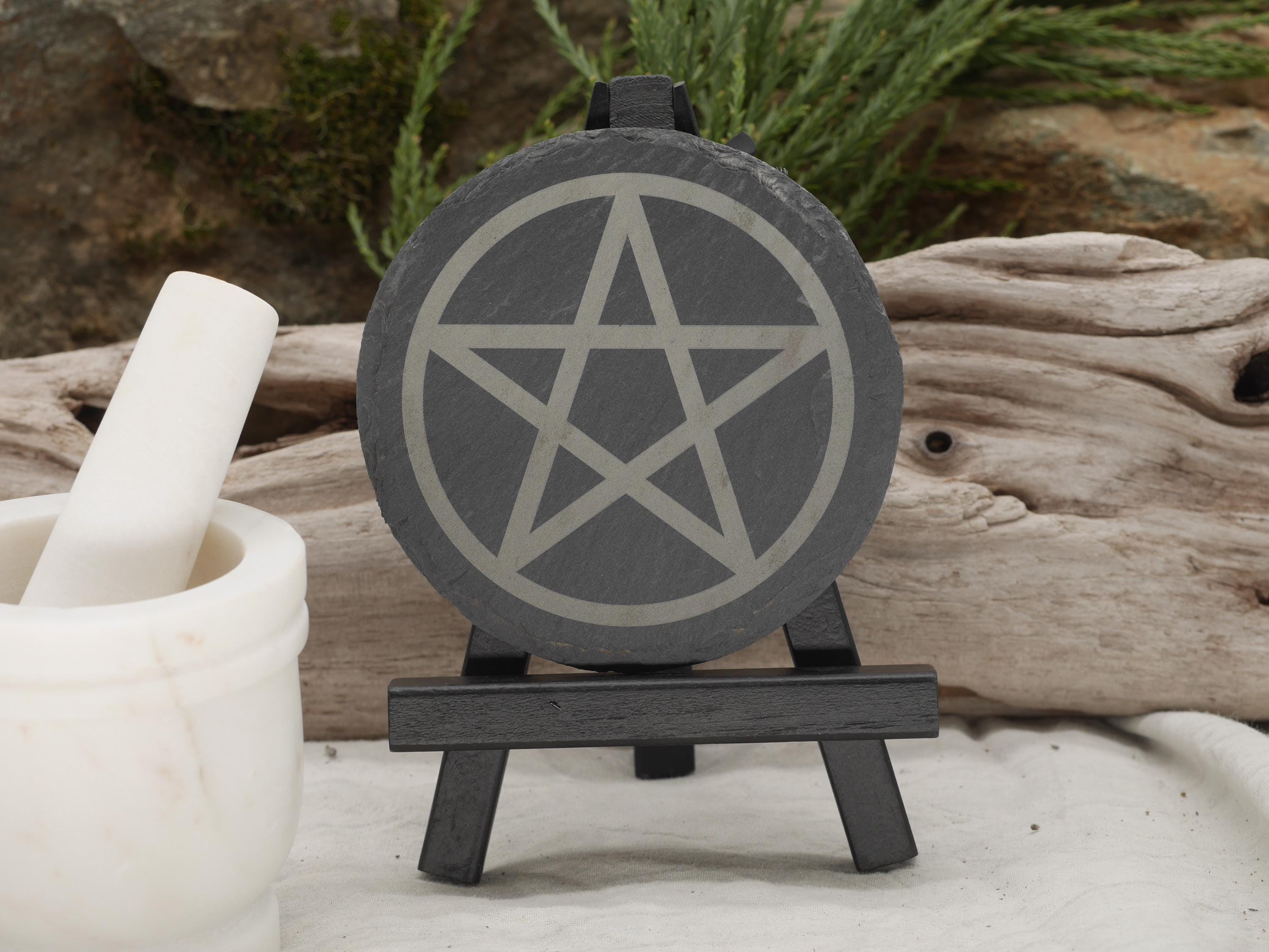 Pentacle Natural Slate Mini Altar Tray / Coaster - 4 Inches - Altar ...
