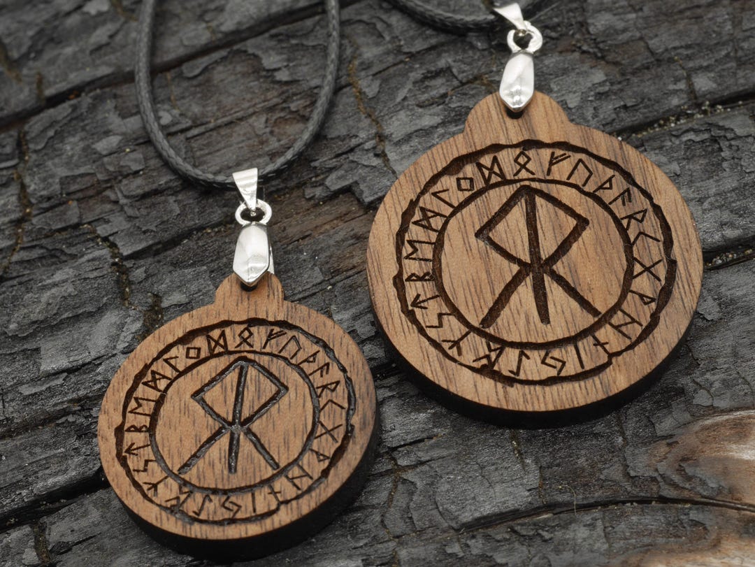 Walnut Courage Bind Rune Pendant – Norse Pagan Witch Necklace - Etsy