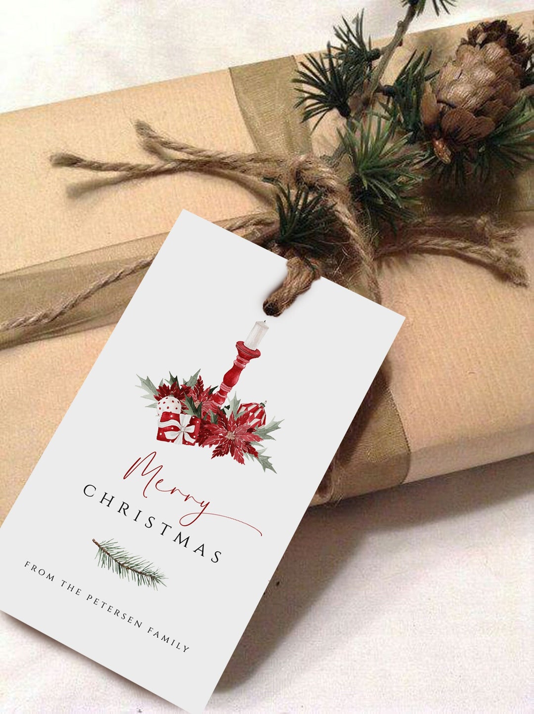 Editable Christmas Favor Tags, Merry Christmas Holiday Tags, Christmas ...