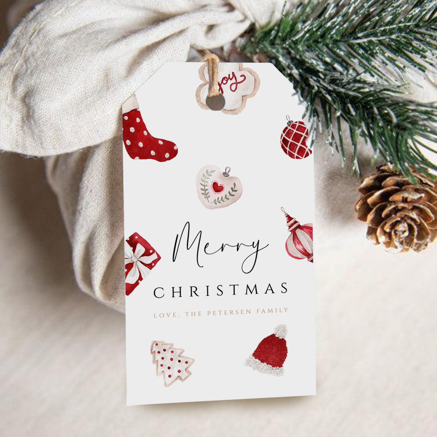 Editable Christmas Favor Tags, Merry Christmas Holiday Tags, Christmas ...
