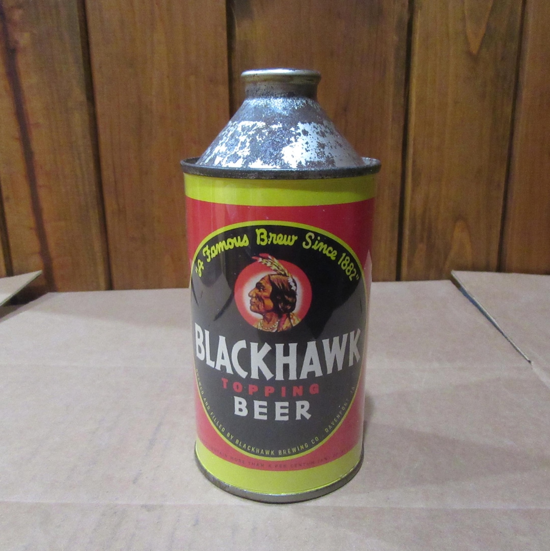 1940's Blackhawk Topping Beer 12 FL OZ Straight Steel Cone Top Beer Can ...