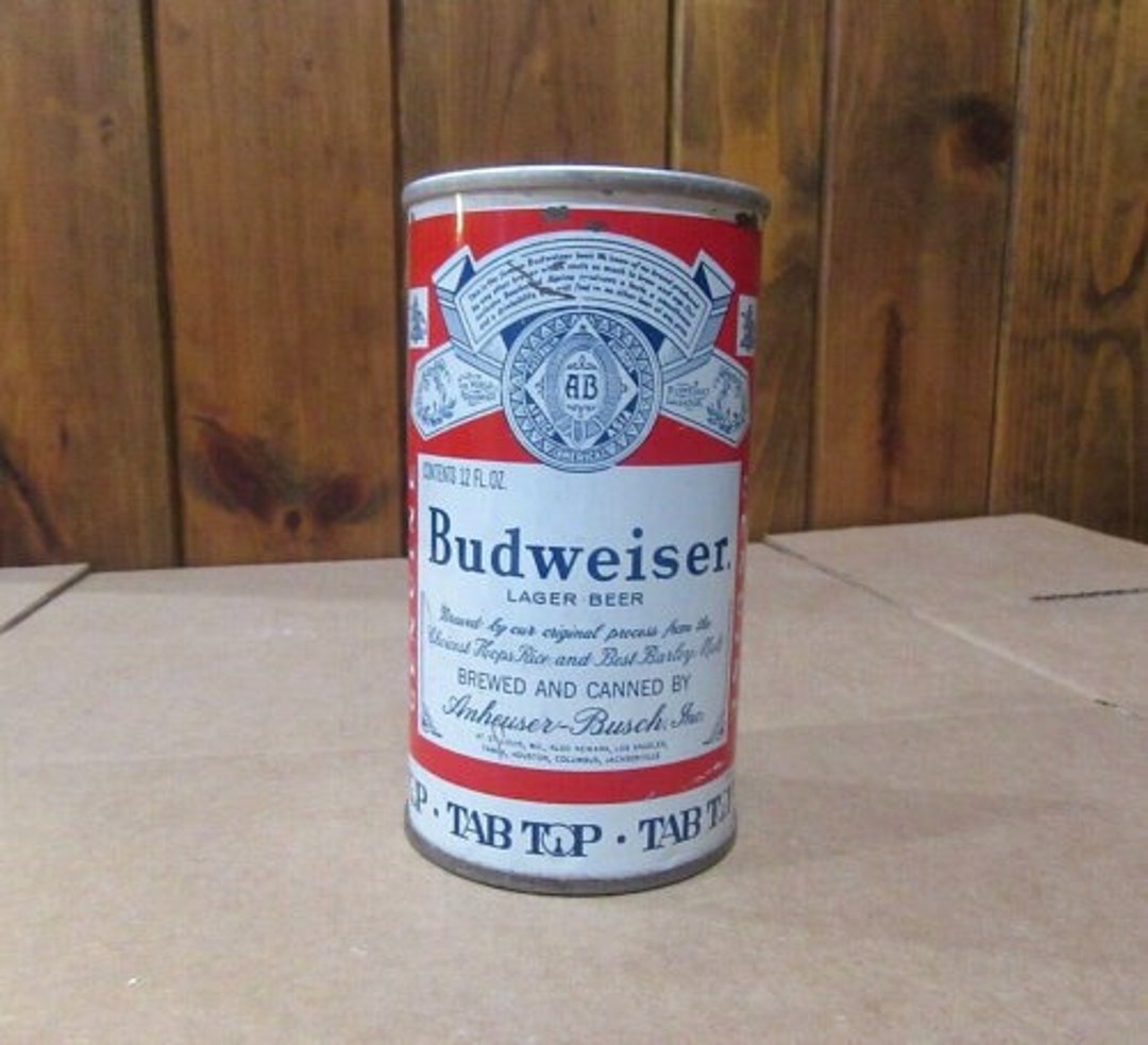 Vintage 1960's Budweiser TAB TOP 12oz Straight Steel Pull Tab Beer Can ...