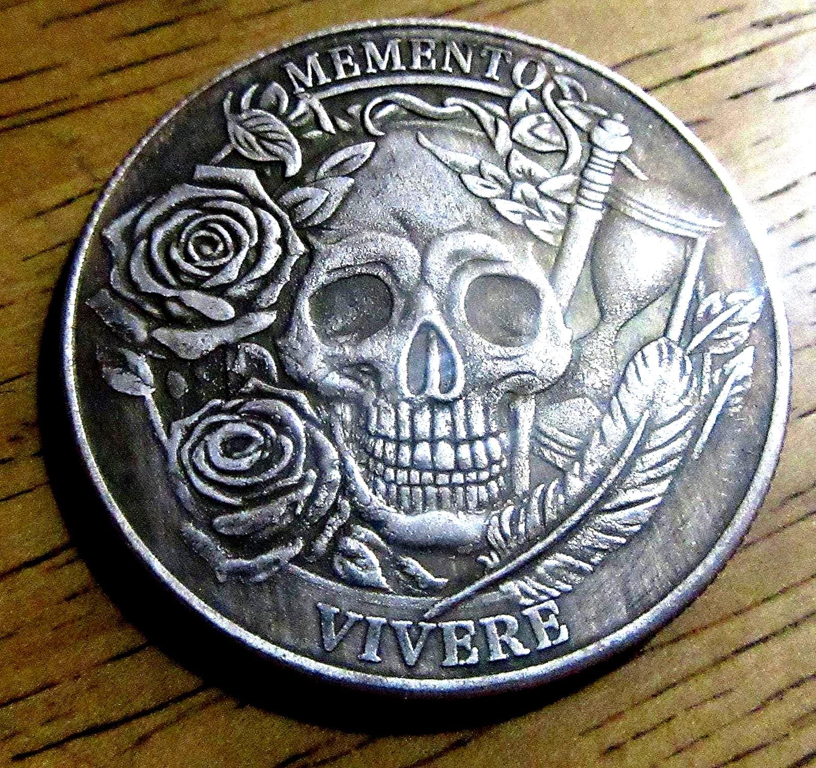 Memento Mori Challenge Coin - Stoic Reminder Coin - Skull, Rose, Timer ...
