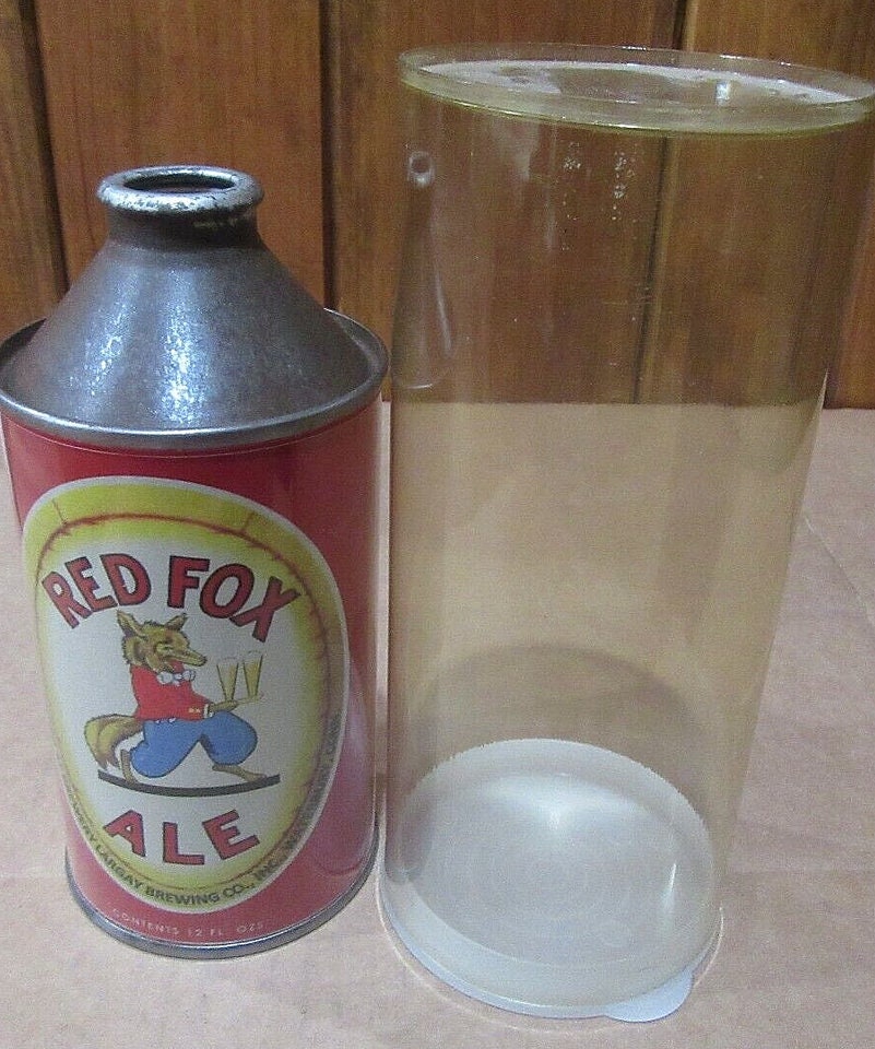 1940's Red Fox Ale Beer 12 FL OZ Straight Steel Cone Top Beer Can Come ...