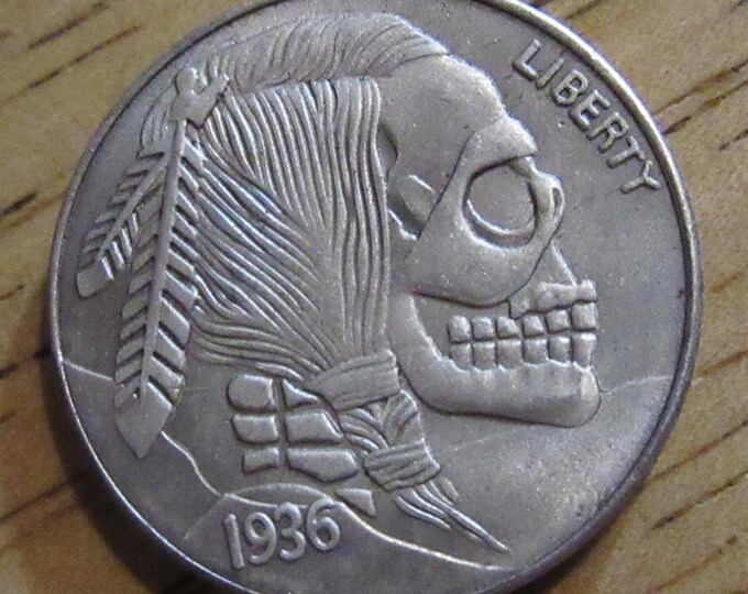 1936 Skull Indian Silver Plated Coin - U.S. Buffalo Nickel Style Coin ...
