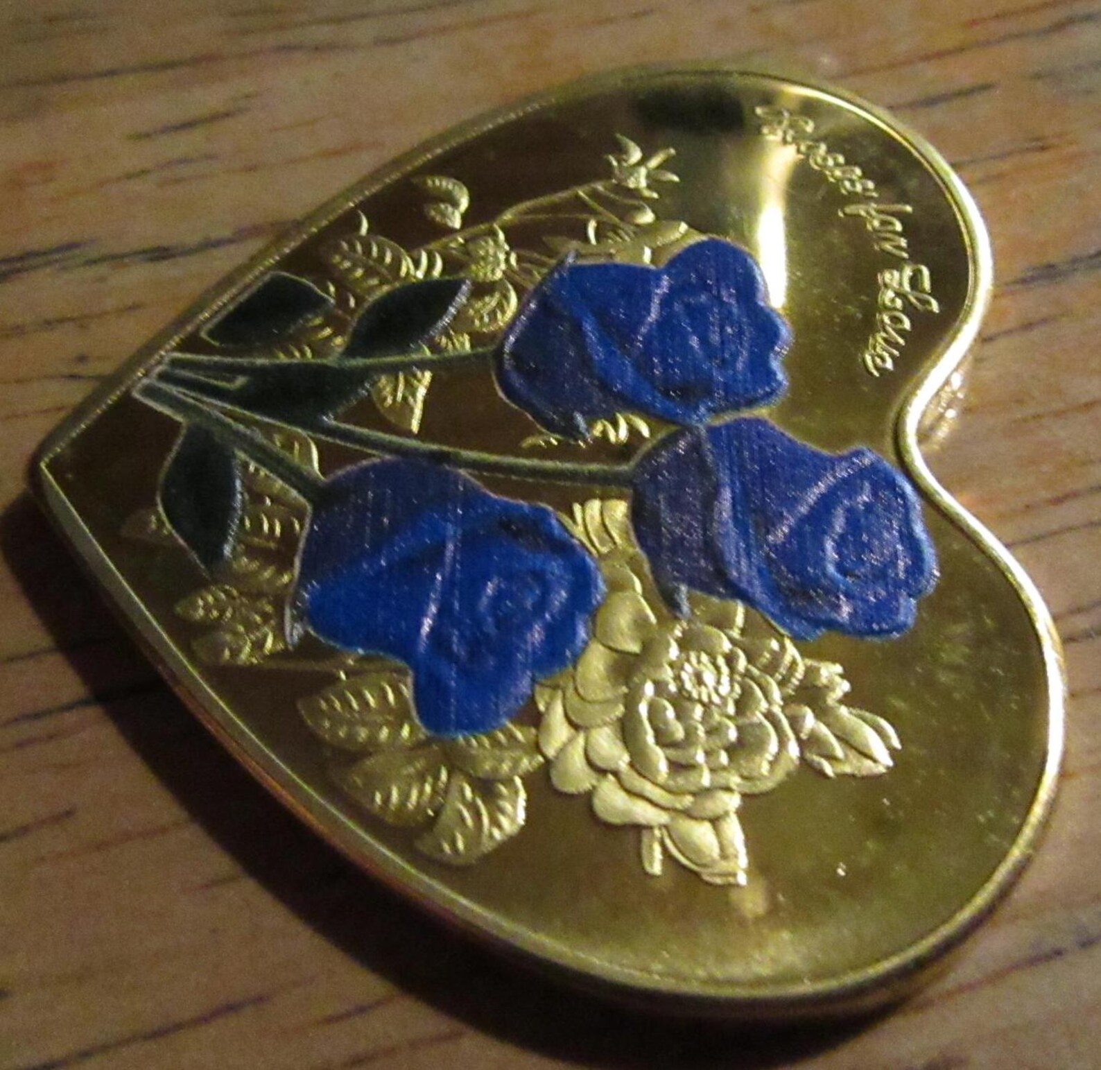 Blue Roses Gold Plated Heart Coin: Collectible Souvenir - Etsy