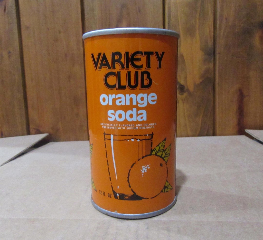 1970's Variety Club Orange Soda 12 OZ Straight Steel Pull Tab Soda Can ...