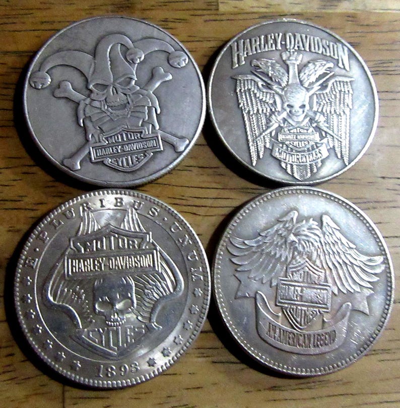 Harley Davidson Motorcycle Biker Coins – US Morgan Dollar Style Hobo ...